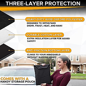 EcoNour Car Windshield Cover for Snow, Ice and Wiper Protector| All Weather Auto Sunshade Fits for Most Cars, SUV's, Vans and Truck| Leakproof Windshield Cover | Standard (69”x 42.25”) (cover01)