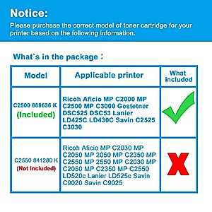 LCL Compatible Toner Cartridge Replacement for Ricoh 888636 MP C2000 MP C2500 MP C300 DSC525 DSC530 LD425C LD430C C2525 C3030 Aficio MP C2000 MP C2500 MP C3000 Gestetner DSC525 DSC530 (1-Pack Black)
