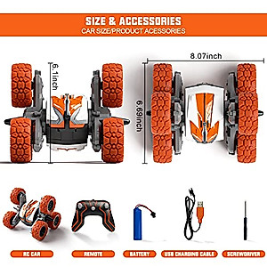 28°C Remote Control Car Waterproof RC Stunt Cars Amphibious Vehicle Double Sided Driving 360 Degree Flips Rotating car Toy Birthday Gift for Presents for Boys/Girls Ages 6+