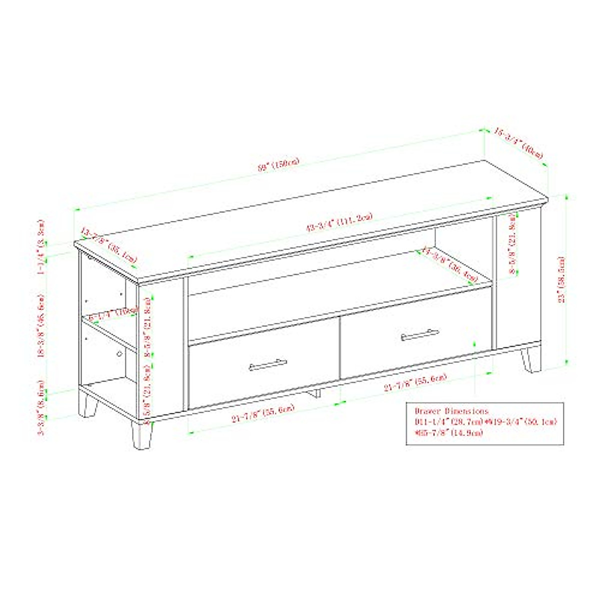Walker Edison Furniture Company Entertainment TV Stand Console with Storage, 59 Inch, Birch