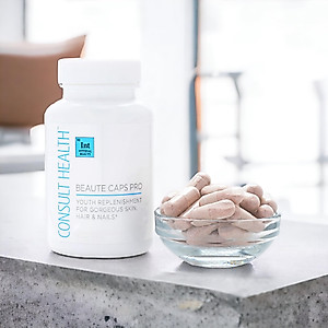 Consult Health Beaute Caps PRO - Supports Healthy Hair, Skin & Nails - Biotin 10,500 mcg - Red Orange Complex - Collagen - High Potency Support - Vitamin C & D - Minerals - 60 Day - 120 Capsules