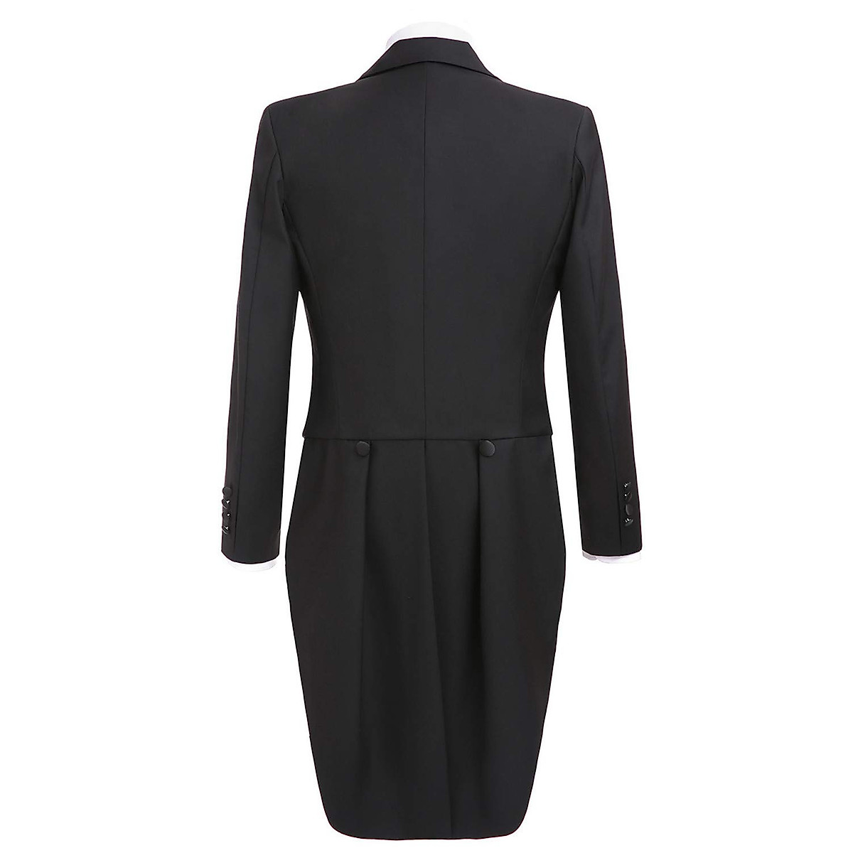 Lilis Men's Fashion 3 Piece Black Tuxedo Tails Includes Tailcoat Vest& Formal Pants