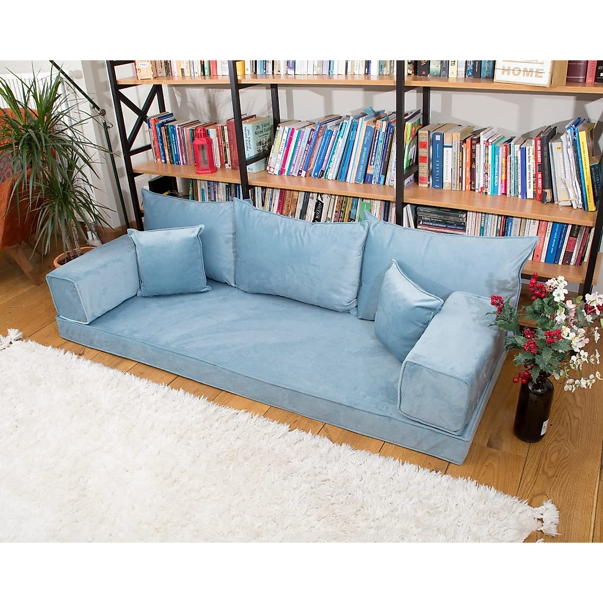 Livingroom Floor Cushions, Floor Sofa Seating, Velvet Fabric Sofas, Oriental Moroccan Sofas, Sectional Couches, Yoga Meditation Sofas (Grey)