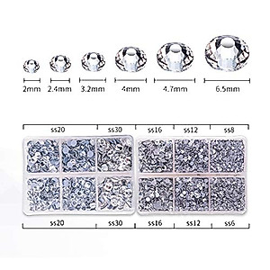 OUTUXED 5040pcs Clear Rhinestones for Crafts, Flatback White Nail Rhinestone Gems, Craft Glass Diamonds Stones with Tweezers and Picking Rhinestones Pen, SS6-SS20 Crystal