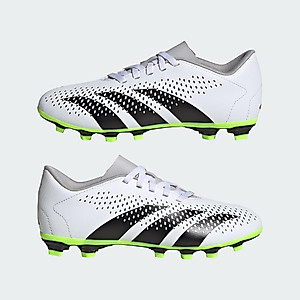 adidas Predator Accuracy.4 Firm Ground Sneaker, White/Core Black/Lucid Lemon, 12 US Unisex Little Kid