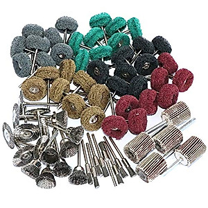 Yutnqin 69Pcs Abrasive Wheel Buffing Polishing Wheel Wire Brushes Set for Rotary Tool Accessories,Shank 3mm Mini Brush Polishing Kit,for Power-Operated Grinders