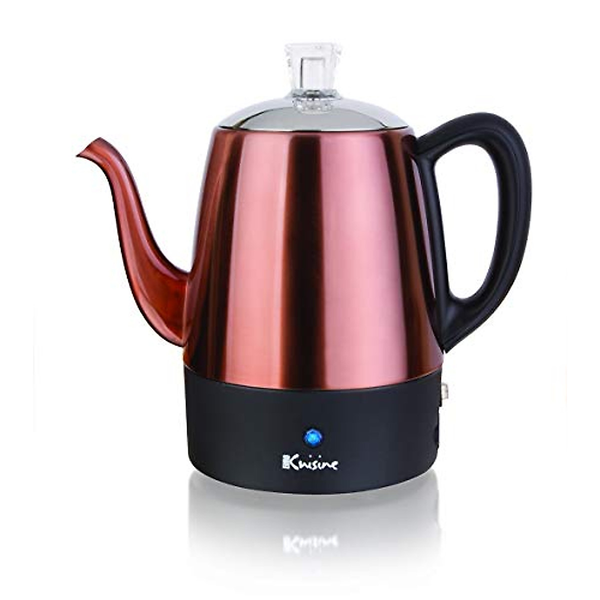Euro Cuisine PER04 Electric Percolator 4 Cup Stainless Steel Coffee Pot Maker (4 Cup) - Copper Finish