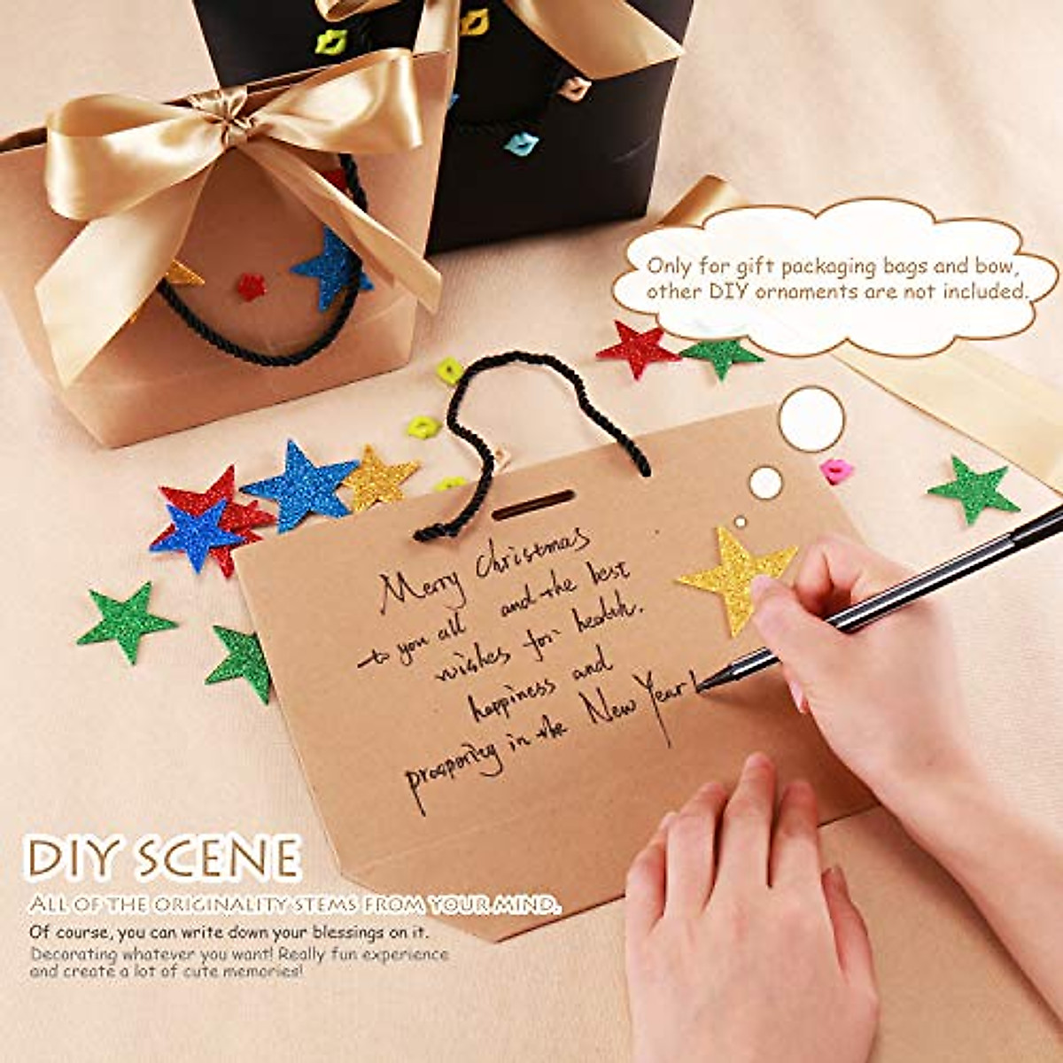 Gift Bags with Handles- WantGor 14x10x4inch Paper Party Favor Bag Bulk with Bow Ribbon for Birthday Wedding/Bridesmaid Celebration Present Classrooms Holiday(Matte Black, Large- 6 Pack)