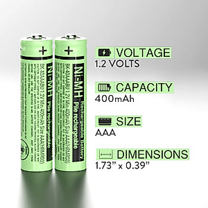 RocketBus 2 BK-40AAABU Replacement 1.2V 400mAh Battery Packs for Panasonic Cordless Phone Handset