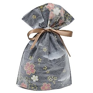 Gift Mate 21019-4 4-Piece Drawstring Gift Bags, Large, Non-Woven Asian Garden, Gray