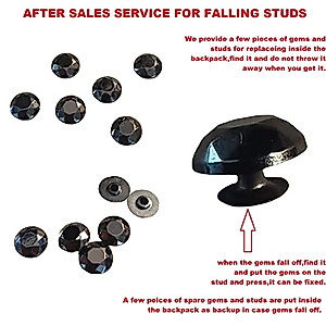 JOZZYAPA Black Faux Leather Studded Backpack Purse Rhinestone Backpack Purse Gothic Motorcycle Biker Backpack Purse Mall Goth Bag Gothic Gifts for Women