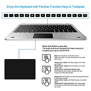 Arteck iPad 9th Gen 10.2-inch 2021 Keyboard Case with Track Pad, Bluetooth Keyboard with Folio Full Protection Case and Touch Pad for Apple 10.2-inch iPad 9 iPad 8, 7 with 130 Degree Swivel Rotating