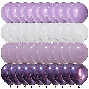Latex Balloons White Lavender Purple– Gradient Purple color Balloons for Baby Shower Birthday Girl Wedding Anniversary Party Decorations (Voilet + Light Purple)