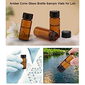 Newzoll Liquid Sample Glass Bottles Vials Screwcap Brown Bottles Capacity 10ml,1/3 Oz Pack of 50