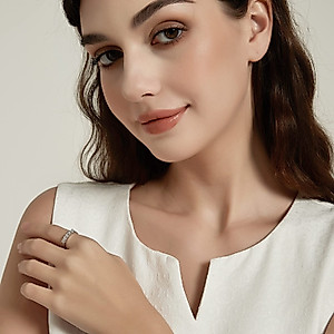 SHINYSO Wedding Band for Women Cubic Zirconia Stackable Engagement Rings Promise and Anniversary Ring Silver Size 6