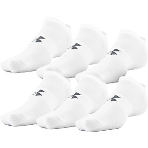 Under Armour Adult Essential Lite No Show Socks, 6-Pairs, White, Medium