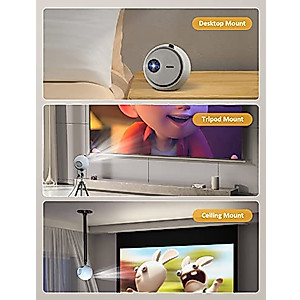 NexiGo Mini Portable Projector, for Cartoon, Kids Gift, 80 ANSI Lumen, Movie Projector, Native 720P Compatible with Full HD 1080P, up to 4K, HDMI, USB Interfaces (Pearl)