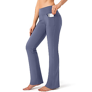 G Gradual Women's Yoga Pants 4 Pockets High Waist Dress Pants Tall Bootcut Work Pants, Dusty Blue, Large