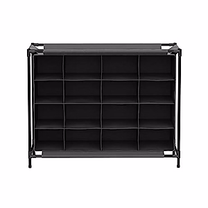 Lavish Home Shoe Organizer - 16 Shoe Cubby Storage Rack for Tennis Shoes, Sneakers, and Heels - Space Saving for Bedroom, Entryway, Closet (Black)