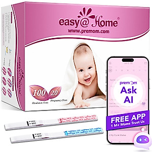 Easy@Home Ovulation Test Strips and Pregnancy Test Strips Combo Kit, Package May Vary (100LH+20HCG)