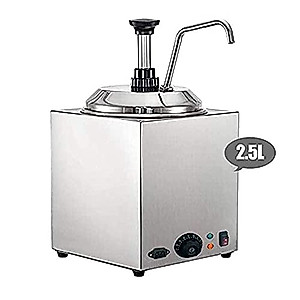 oiakus Commercial Hot Fudge Warmer, Nacho Cheese Sauce Warmer Pump Dispenser, Cheese Warmer Stainless Steel for Restaurants, Snack Stations, Cupcake Store