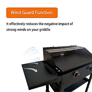 PHYESUVIN Universal Wind Screen/Guard and Griddle Warming Rack Set Fit for Griddle from 22" to 28" Without Hood, Griddle Accessories for Blackstone 22", 28" Griddle and Other Griddle with Rear Grease