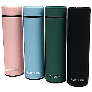 Roceline Stylish Smart Water Bottles with Digital Temperature Display Tea Infuser Bottle – Water Flask, Infuser water bottle, Smart Coffee Thermos – Pink