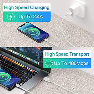 6ft iPhone Charger 5Pack,Lightning Cable 6 Foot,MFi Certified Long Charging Cord 6 feet Compatible with Apple iPhone 11/Pro/Max/SE/X/XS Max/XR/8/8 Plus/iPad/iPod (White)