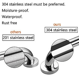 Rockgoya Shower Grab Bar, 2 Pack 12 Inch Bathroom Grab Bar, 304 Stainless Steel 1.25" Diameter Anti-Slip Handicap Grab Bar Support Shower Rail Senior Handrail Shower Safety Bar Handle