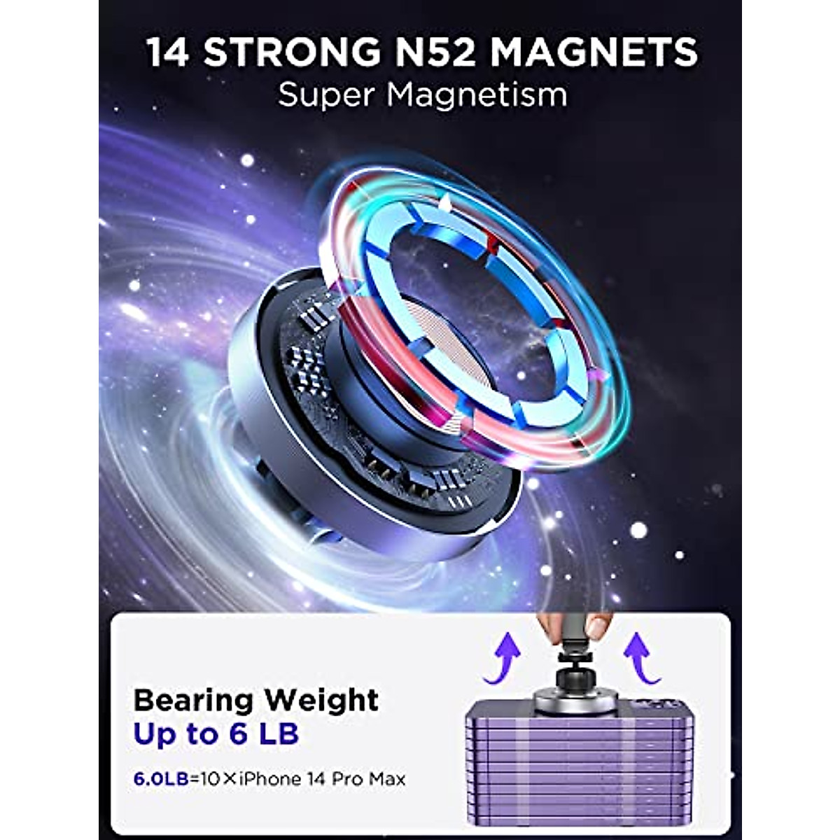 TIKECO for MagSafe Car Mount Charger, 15W Fast Charging Magnetic Wireless Car Charger Air Vent Dash Windshield Car Phone Holder Mount for iPhone 15/14/13/12 Series and MagSafe/Magnetic Cases