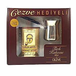 Mehmet Efendi Turkish Coffee 8.8oz w/ Stainless Steel Coffee Pot