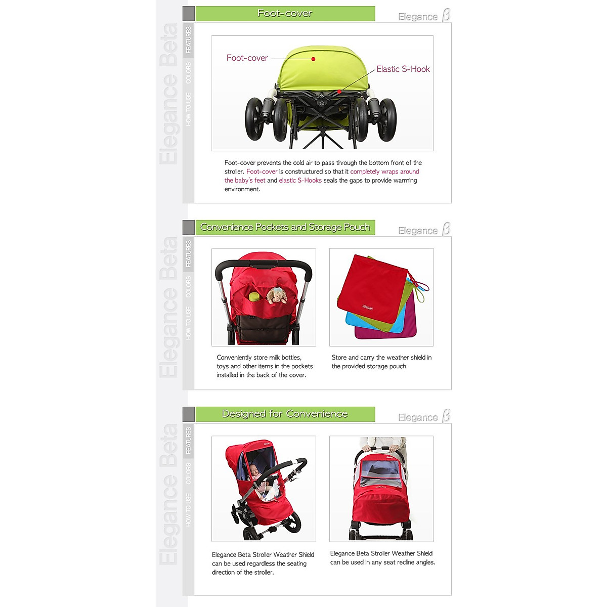 Manito Elegance Beta Stroller Weather Shield/Rain Cover - Purple