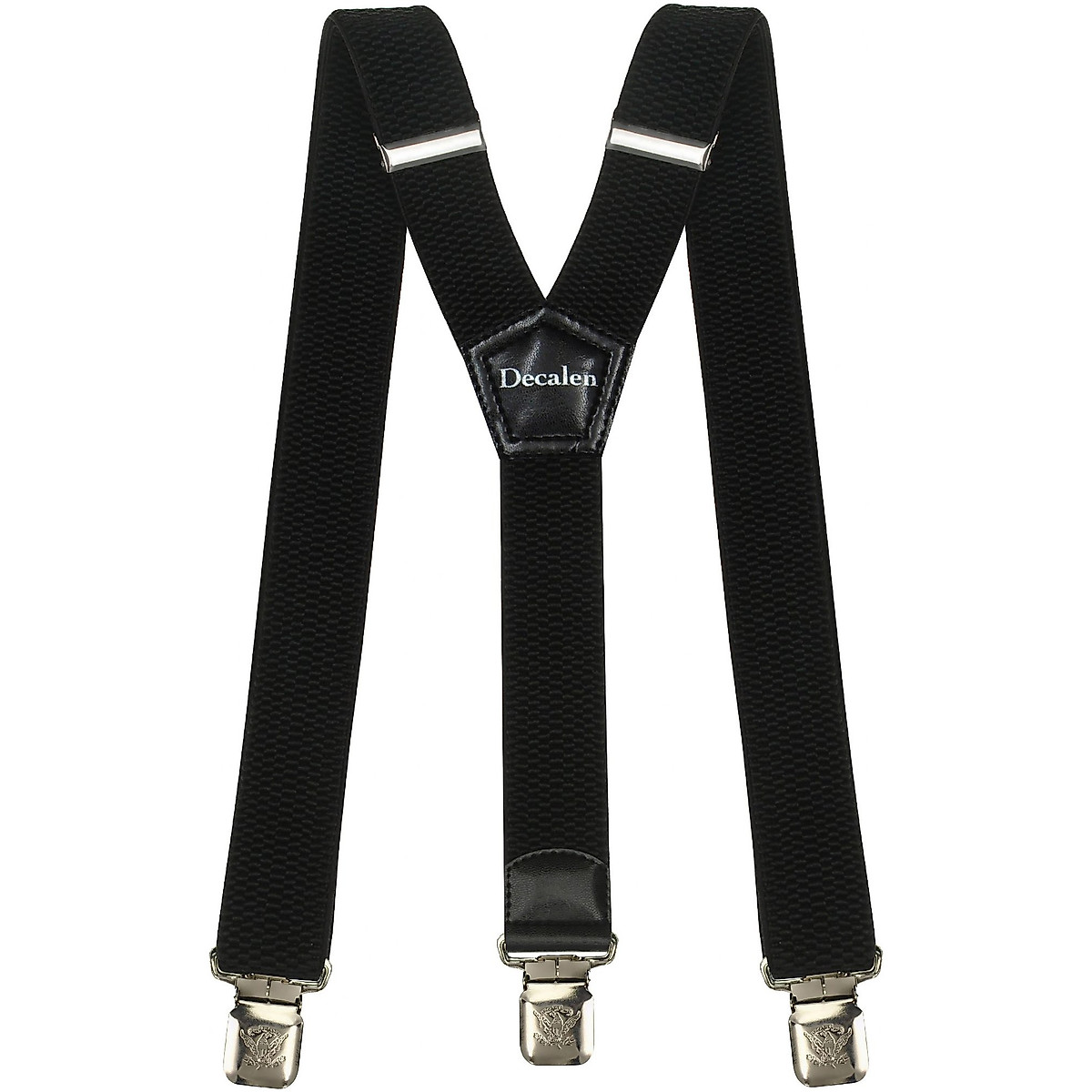 Decalen Mens Suspenders Wide Adjustable and Elastic Braces Y Shape with Very Strong Clips Heavy Duty (Black)