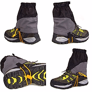 DDJOY Avadic Hiking Leg Gaiters, Waterproof Low Shoe Gaiters, Lightweight Adjustable Snow Boot Ankle Gaiters for Hiking, Hunting, Climbing, Woodcutting, Grey