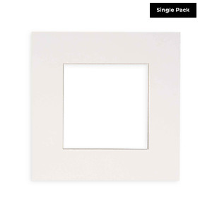 16x16 Mat Bevel Cut for 5x5 Photos - Precut White Square Shaped Photo Mat Board Opening - Acid Free Matte to Protect Your Pictures - Bevel Cut for Family Photos, Pack of 1 Matboard Show Kit With Acid