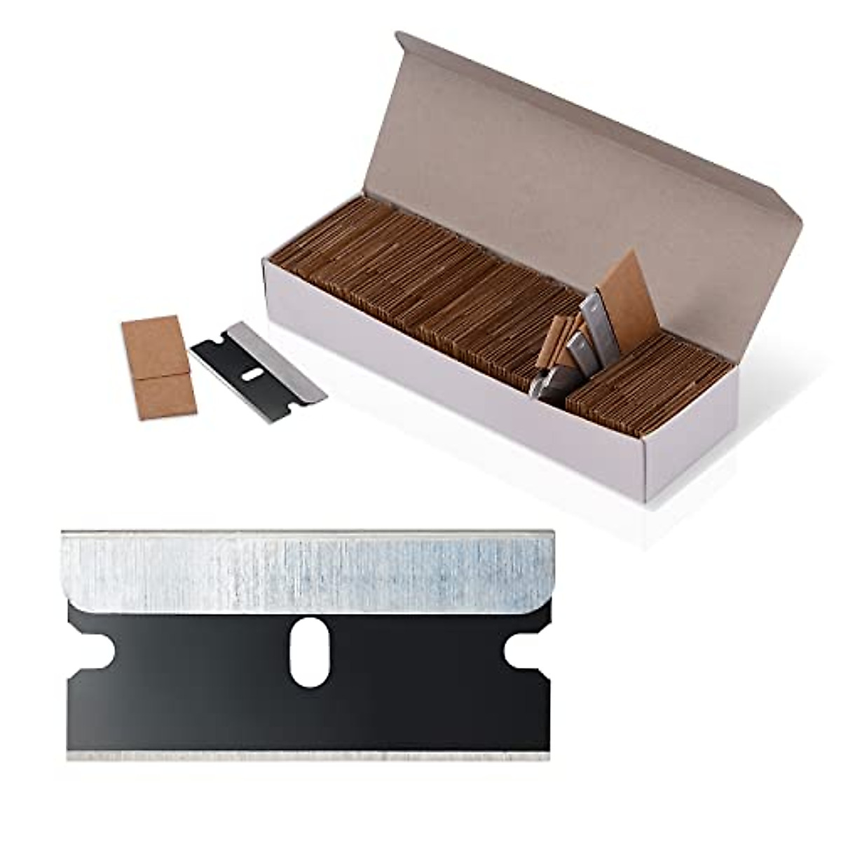 EHDIS 100pcs Razor Blades Single Edge Carbon Steel Razor Blades for Standard Scraper Tool, Safety Straight Edge Industrial Razor Blades for Paint Scraper,Glass Scraper,Box Cutter Replacement Blades