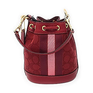 COACH Women's Mini Dempsey Bucket Bag In Signature Jacquard With Stripe Patch (Red Apple Multi)