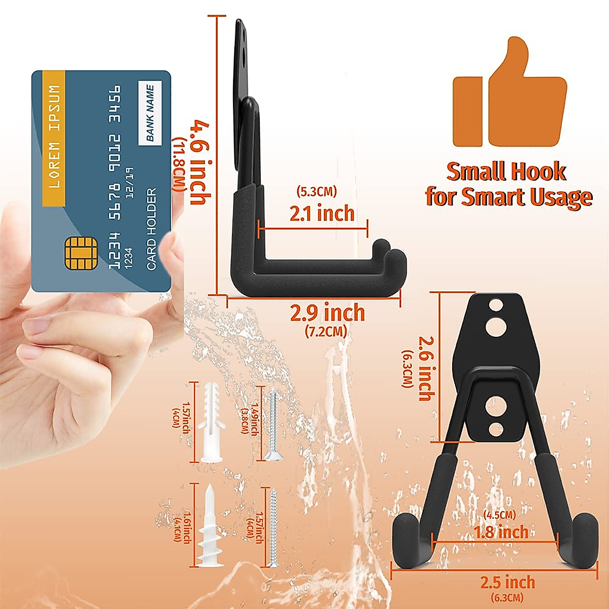 HUHOLE Garage Hooks Heavy Duty 4PC, Garage Wall Hooks, Wall Mount Garage Hanging Hooks for Bike, Ladder, Bulky Items