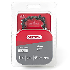 Oregon S59 AdvanceCut Replacement Chainsaw Chain for 16-Inch Guide Bars, 59 Drive Links, Pitch: 3/8" Low Vibration, .050" Gauge, Fits Various Homelite Models