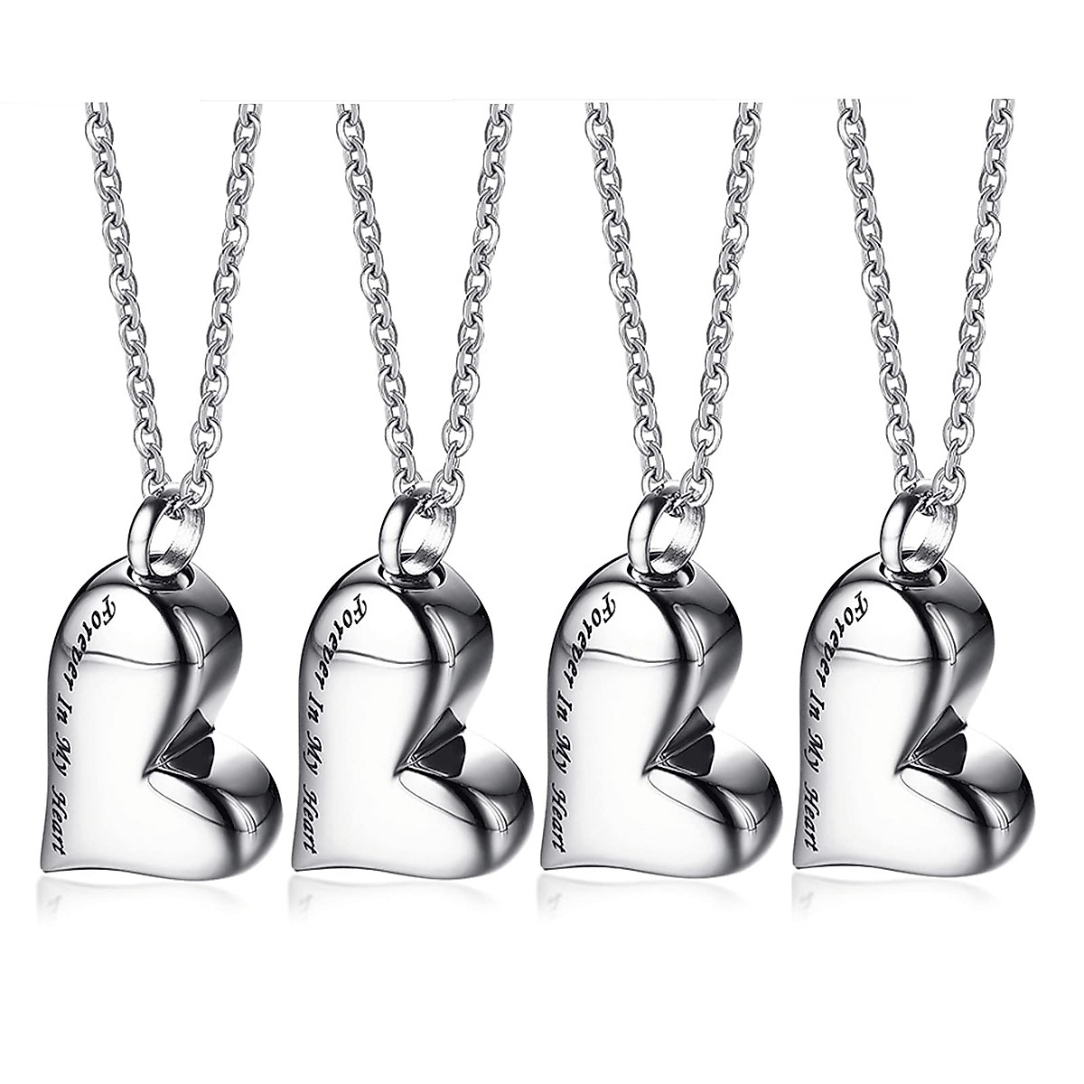 VNOX 4 Pcs Urn Necklace for Ashes - Memorial Cremation Jewelry for Ashes,Forever in My Heart Urn Locket for Ashes Stainless Steel Urn Pendant Keepsake Jewelry
