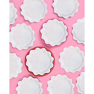 xo, Fetti White Shimmer Wavy Foil Plates - 25 pcs | Bachelorette Decorations, Happy Birthday Party, Baby Shower, Cute Disposable Tableware, 21st Bday Supplies, Bridal Shower, Engagement