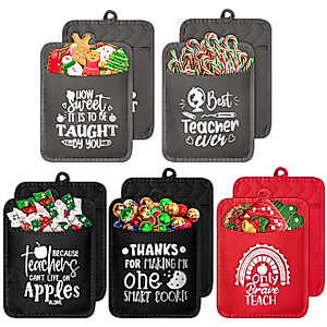 GROBRO7 10Pcs Teacher Appreciation Gifts Pot Holders How Sweet it is to Be Taught by You Cotton Potholder Microwave Oven Mitt Thank You Teachers Gifts for Back To School Graduation Retirement Birthday