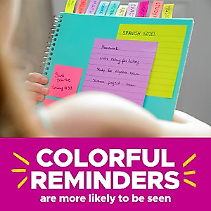 Post-it Super Sticky Notes, 3x3 in, 3 Pads, 2x the Sticking Power, Supernova Neons, Bright Colors, Recyclable (3321-SSMIA)