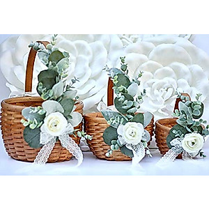 Willow Basket, Flower Girl Basket, Willow Flower Basket, Rustic Flower Girl Baskets, Decorated Basket, Wood Wedding Baskets, Flower Baskets (Pillow Personalized)