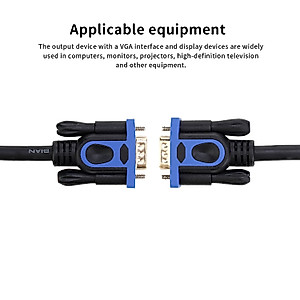 VGA Cable, VGA to VGA HD15 Monitor Cable SVGA M/M HD Cable Gold Plated Connectors Support 1080P Full HD for PC, HD TV, Projector, etc 6 Feet