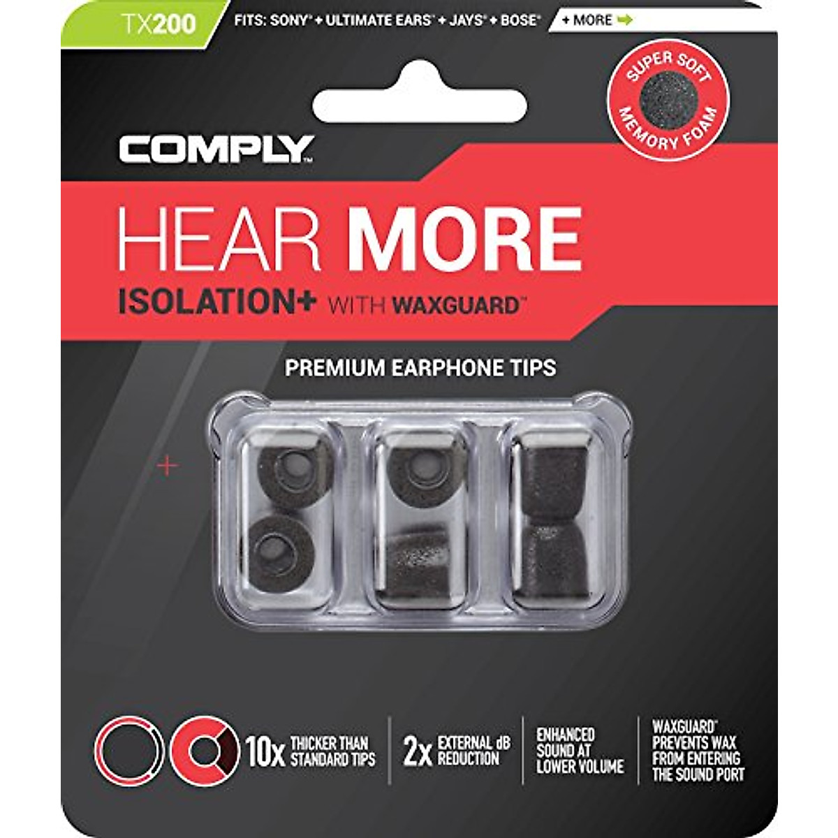 Comply Foam 200 Series Replacement Ear Tips for Bang and Olufsen, Sennheiser, Axil, MEE Audio, KZ, Bose & More | Ultimate Comfort | Unshakeable Fit| TechDefender | Medium, 3 Pairs