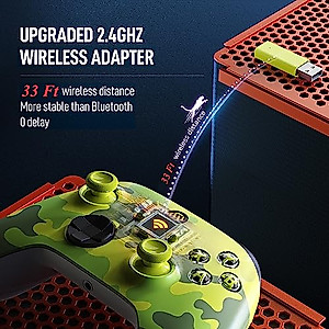 PPKKAI Controller with Wireless Adapter for Xbox One, Xbox Series X/S, Xbox One X/S, PC, 2.4GHZ Controller with 3.5mm Headphone Jack(Camo)