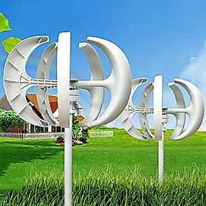 Wind Turbine 24V 600W Wind Turbine Generator White Lantern Vertical Axis Garden Boat Wind Generator 5 Leaves Wind Turbine Kit with Controller