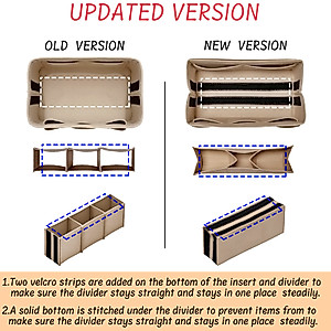 DailyPlus Purse Organizer Insert - Felt Bag Organizer for Tote Purse Bag with 14 Pockets - Beige Medium