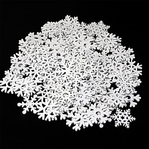 Honbay 100PCS Christmas Snowflakes Wood Slices Snowflake Wooden Embellishments Ornaments for Winter Xmas Tree Craft Decorations